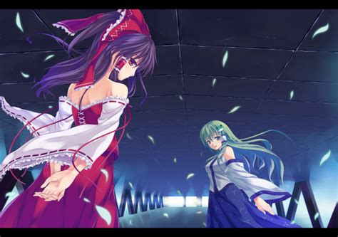 Brown Eyes Brown Hair Green Eyes Green Hair Hakurei Reimu