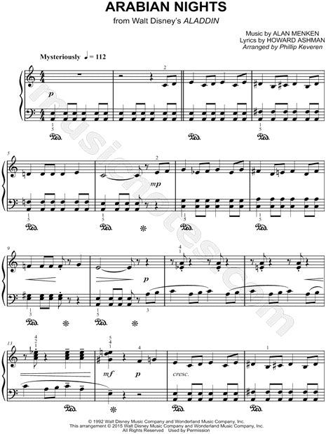 Arabian Nights Aladdin Sheet Music