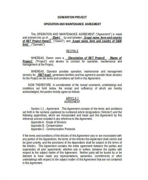 Free 5 Printable Operations Contract Samples And Templates In Pdf Ms Word