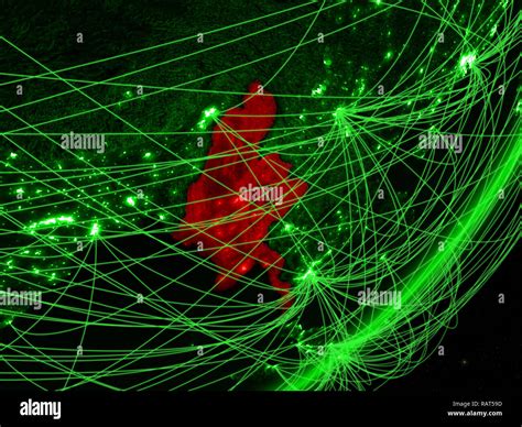 Myanmar On Green Model Of Planet Earth With Network At Night Concept Of Green Technology