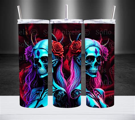 Devilish Sisters Female Skeletons 20 Oz Skinny Tumbler Sublimation