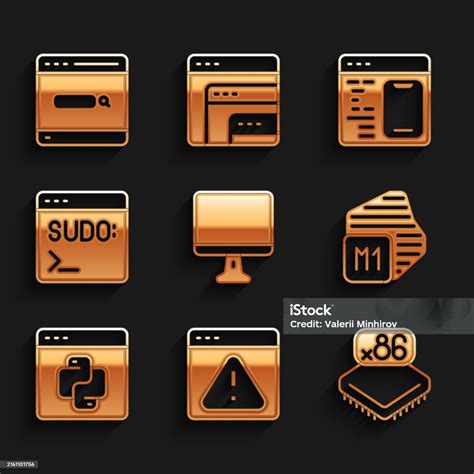 Set Computer Monitor Screen Browser With Exclamation Mark Processor Microcircuits Cpu Python