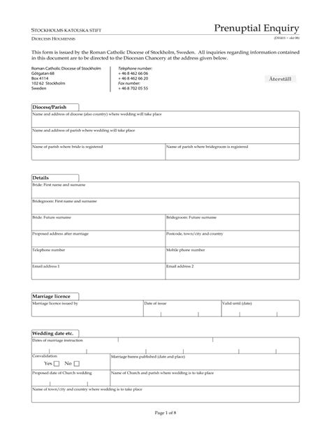 Roman Catholic Diocese Of Stockholm Simple English Form Fill Out And
