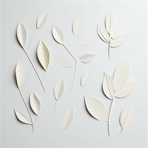 White Paper Leaves And Branches Background 4 High Resolution Leaves