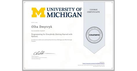 Olha Dmytryk On Linkedin Completion Certificate For Programming For Everybody Getting Started
