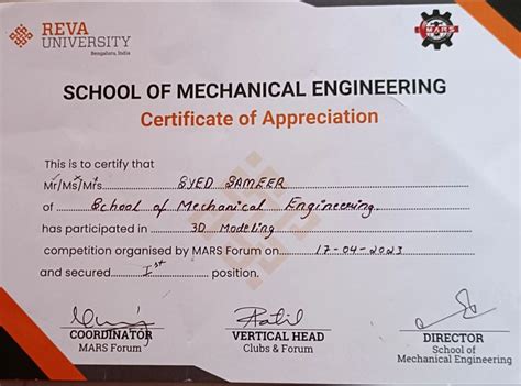 Syed Sameer Ahamed On Linkedin I Got First Position In 3d Modeling