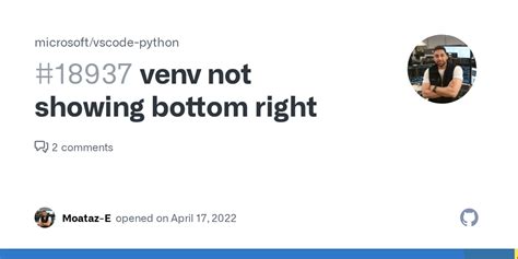 Venv Not Showing Bottom Right · Issue 18937 · Microsoftvscode Python