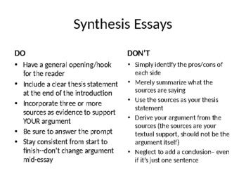 Synthesis Essay Writing For The AP Language Exam By English Galore Store
