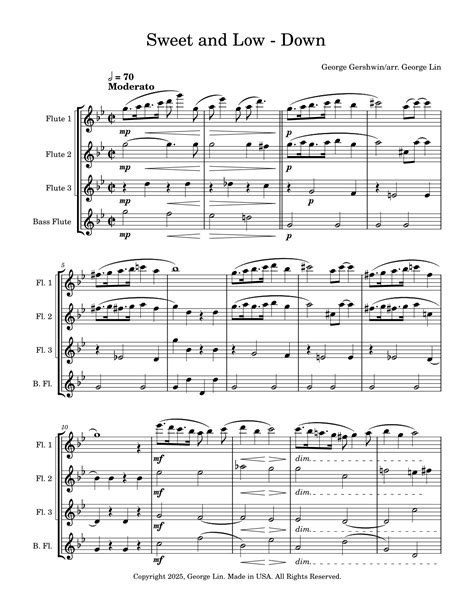 Sweet And Low Down Arr George Lin By George Gershwin Sheet Music For