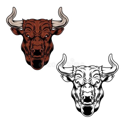 Set Of Hand Drawn Bull Heads On White Background Design Elements For