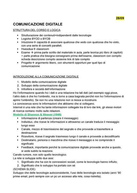 Comunicazione Digitale Appunti 28 Comunicazione Digitale Struttura