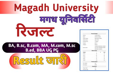 Magadh University Result 2024 Today चक कर BSc BA BCom MA MSC MCOM