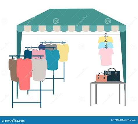 用服装平面矢量图绘制帐篷 街市公平的雨 户外本地服装店商店卡通概念 向量例证 插画 包括有 赃物的 精品店 173988734