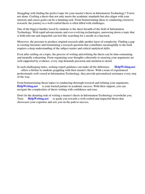 Masters Thesis Topics In Information Technology Pdf Computers Career And Growth