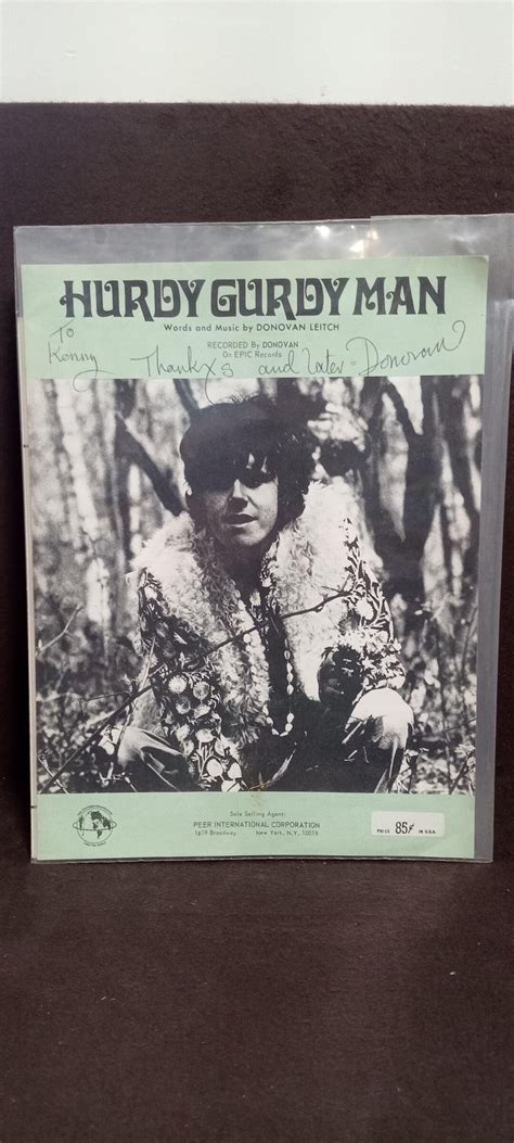 Signed Donovan Leitch Sheet Music Hurdy Gurdy Man And I Like You Etsy
