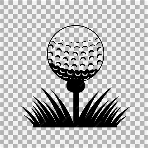 바둑판 패턴 투명 배경에 골프 공 아이콘 그림 프리미엄 벡터