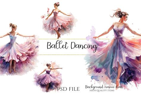 Premium Psd Ballerina Girl Dancing Watercolor Ballerina Clipart