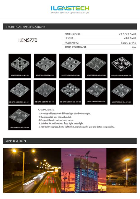 Ilenstech Optics Led Lens Street Light Lens 2x2 Asymmetric 50 Beam