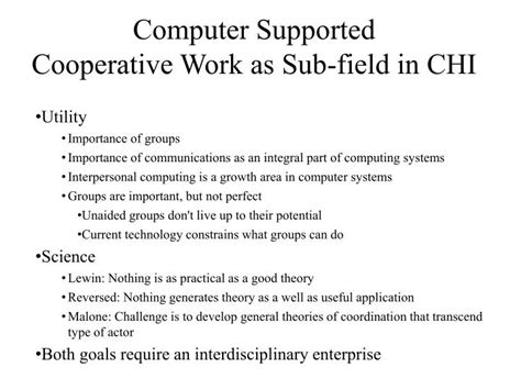 Ppt Computer Supported Cooperative Work As Sub Field In Chi Powerpoint Presentation Id 5343976