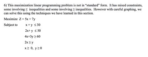 Solved 6 This Maximization Linear Programming Problem Is