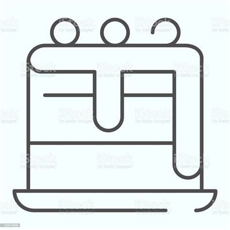 케이크 얇은 라인 아이콘입니다 흰색에 격리 된 생일 케이크 벡터 그림입니다 웹 및 응용 프로그램을 위해 설계된 열매 개요 스타일