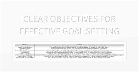 Clear Objectives For Effective Goal Setting Excel Template And Google Sheets File For Free