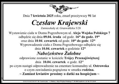 Śp Czesław Krajewski Nekrolog
