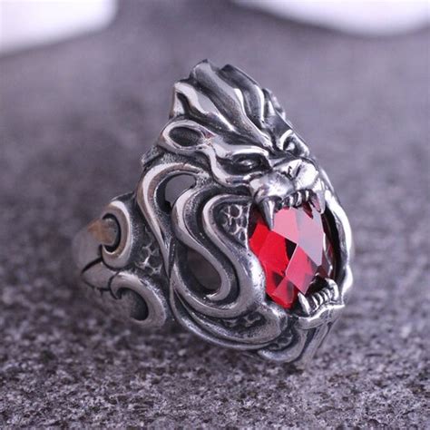 Sterling Silver 925 Mens Ring Ruby Men Ring Silver Etsy