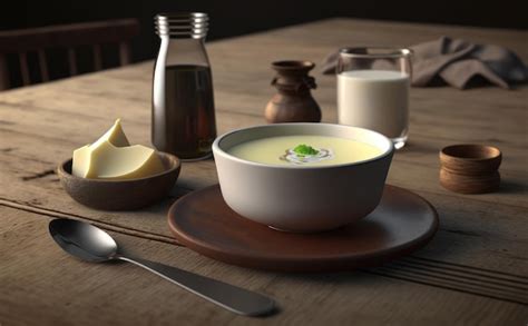Premium Photo A Bowl Of Cream Soup Ai Generated