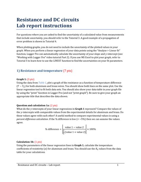 Resistance And DC Circuits Lab Report Instructions Resistance And DC Circuits Lab Report