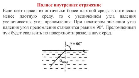 Полное внутреннее отражение 9 класс презентация онлайн