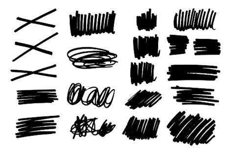 뚱뚱한 마커로 만든 벡터화 된 스트로크 모음 다양한 모양의 실제 수제 스트로크 검은 색의 벡터화 된 스트로크 느슨하고 활기찬 스트로크가있는 디자인 리소스 0명에 대한 스톡