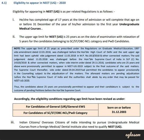 Neet 2020 Age Limit Announced Check Lower And Upper Age Limits For All Categories Aglasem News