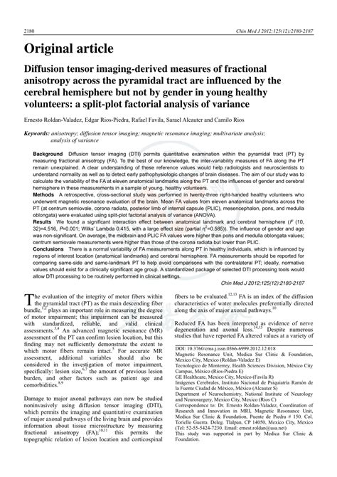 Pdf Diffusion Tensor Imaging Derived Measures Of Fractional