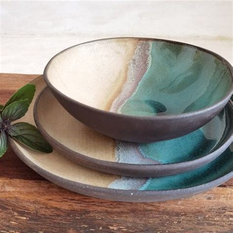 Ceramic Serving Dish Set Modern Ceramic Dinnerware Set Beige And