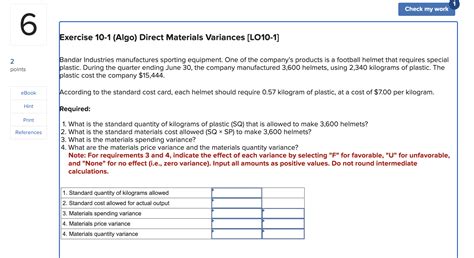 Solved Exercise Algo Direct Materials Variances Chegg