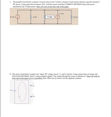 Solved The Parallel Circuit Below Contains 2 Current Sources Chegg Com