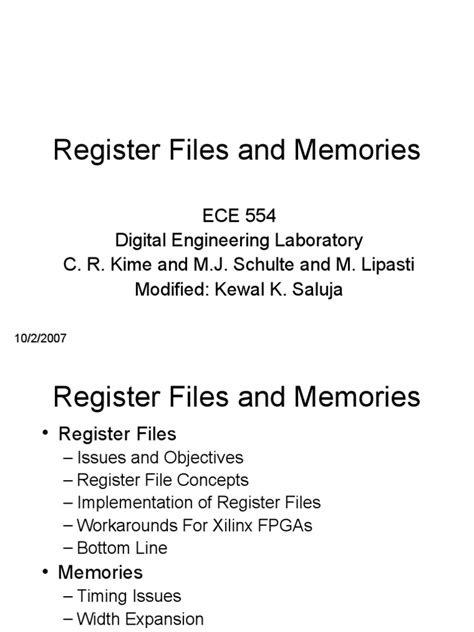 Register Files And Memories Pdf Electrical Circuits Computer