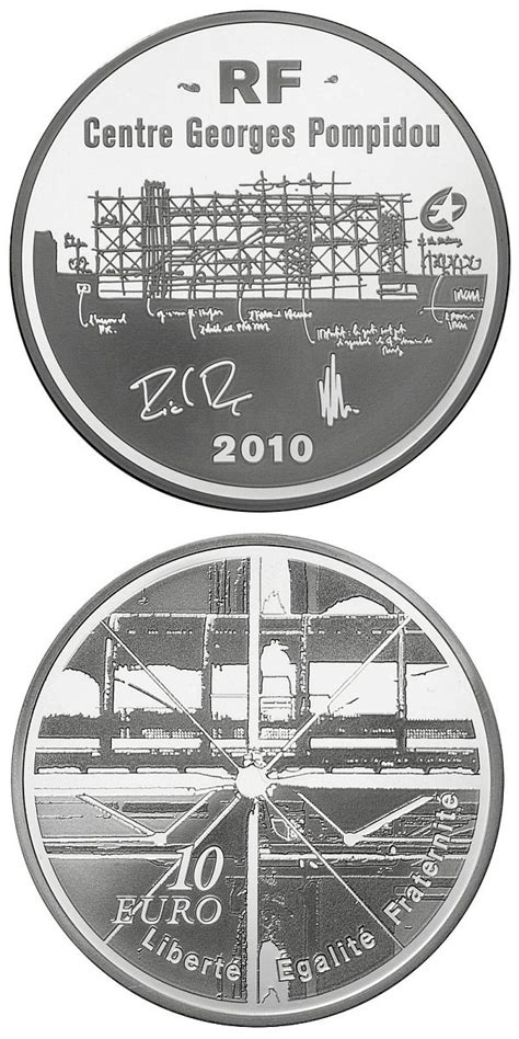 10 Euro Coin European Architecture Georges Pompidou Centre France 2010
