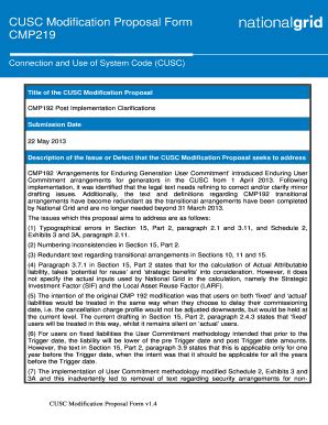 Fillable Online CUSC Modification Proposal Form CMP Fax Email Print PdfFiller