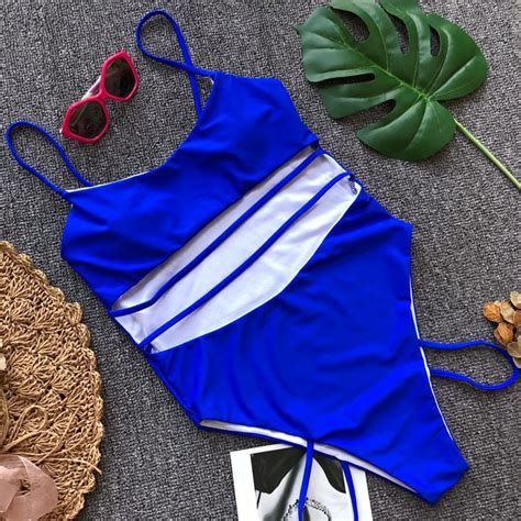 2020 Sexy Thong One Piece Swimsuit Women Solid Bandage Bathing Suit