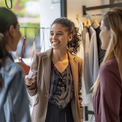 Female Retail Worker Assisting Customers Premium Ai Generated Image