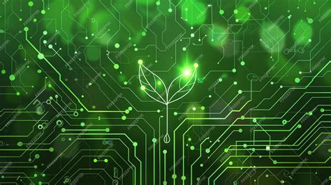 Green Leaves Sprout From A Glowing Circuit Board Premium Ai Generated Image
