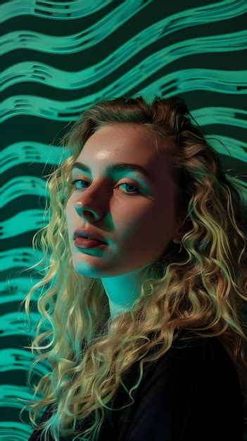 Premium Photo Portrait Wavy Green Gradient Color Background