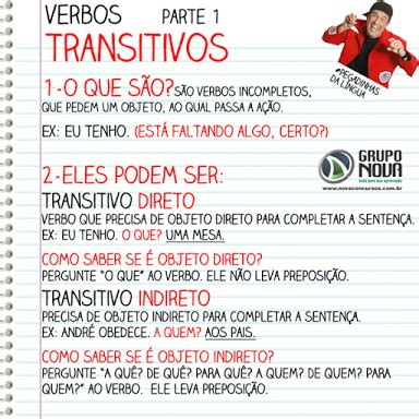 Dica Rápida sobre Verbos Transitivos Dicas de portugues Portugues