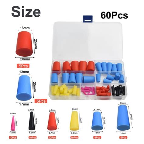 60pcs High Temp Masking Plugs Powder Coating Silicone Cone Plugs