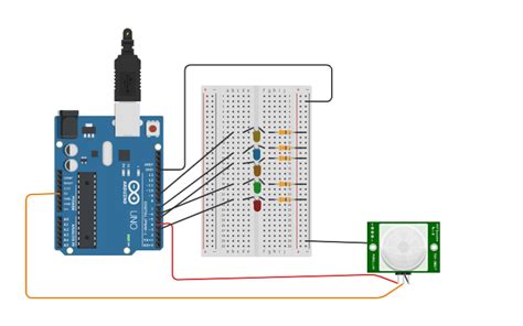 Circuit Design Detectar Presencia Para Encender Luces Tinkercad