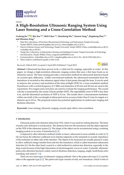 Pdf A High Resolution Ultrasonic Ranging System Using Laser Sensing