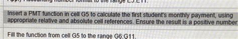 Solved Insert A Pmt Function In Cell G5 ﻿to Calculate The