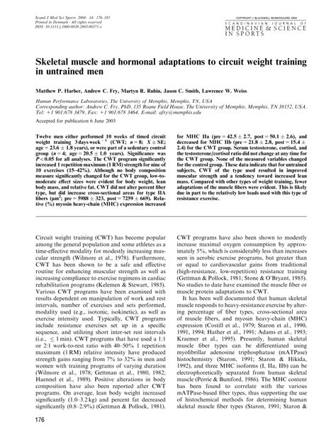 Pdf Skeletal Muscle And Hormonal Adaptations To Circuit Weight Training In Untrained Men